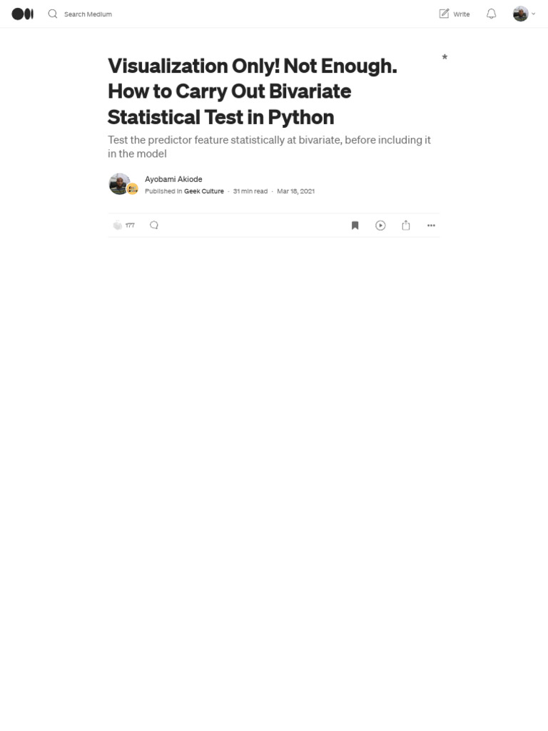 Visualization Only! Not Enough. How To Carry Out Bivariate Statistical ...