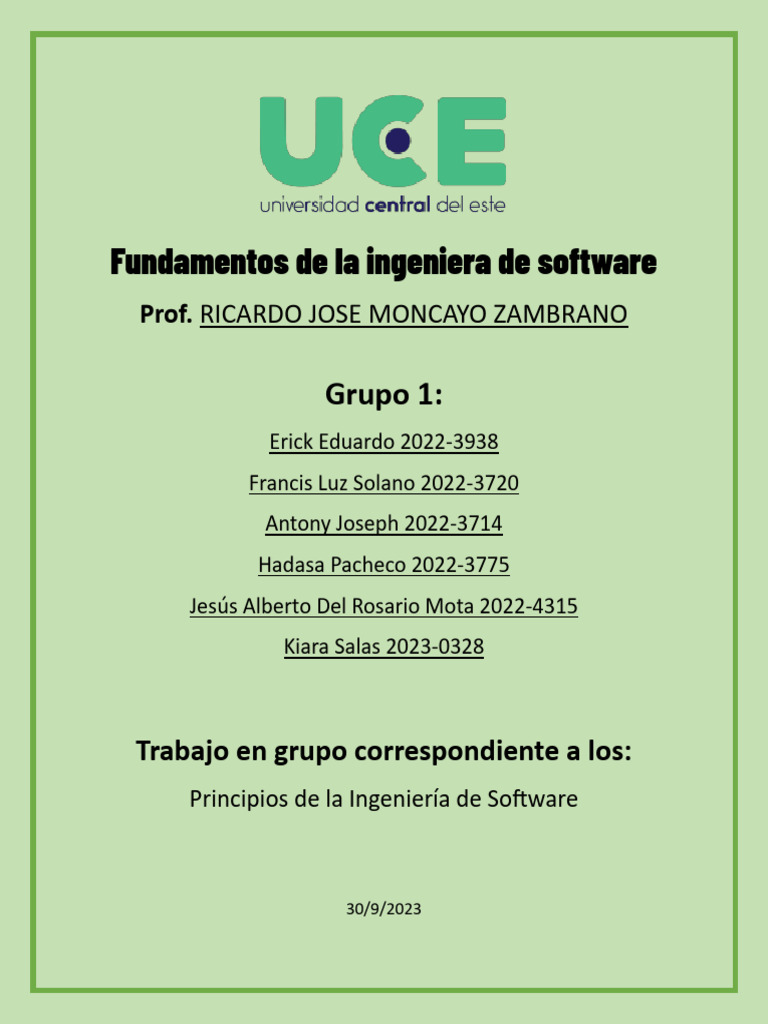 Principios de La Ingeniera de Software | PDF | Software | Ingeniería de ... Principios de La Ingeniera de Software | PDF | Software | Ingeniería de ...
