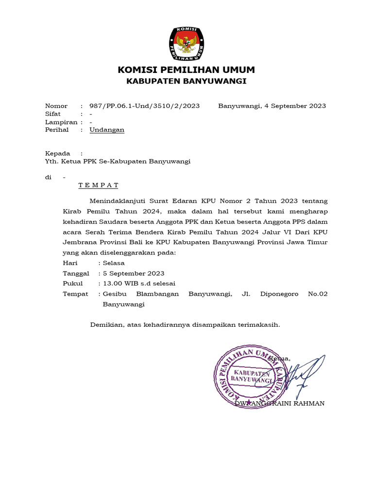 Surat Undangan PPK Dan PPS TGL 5 | PDF