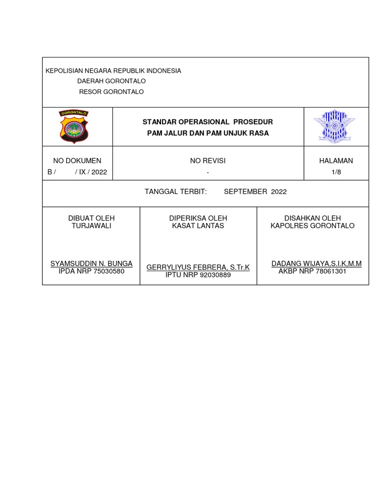 Sop Pam Jalur Pam Unjuk Rasa | PDF