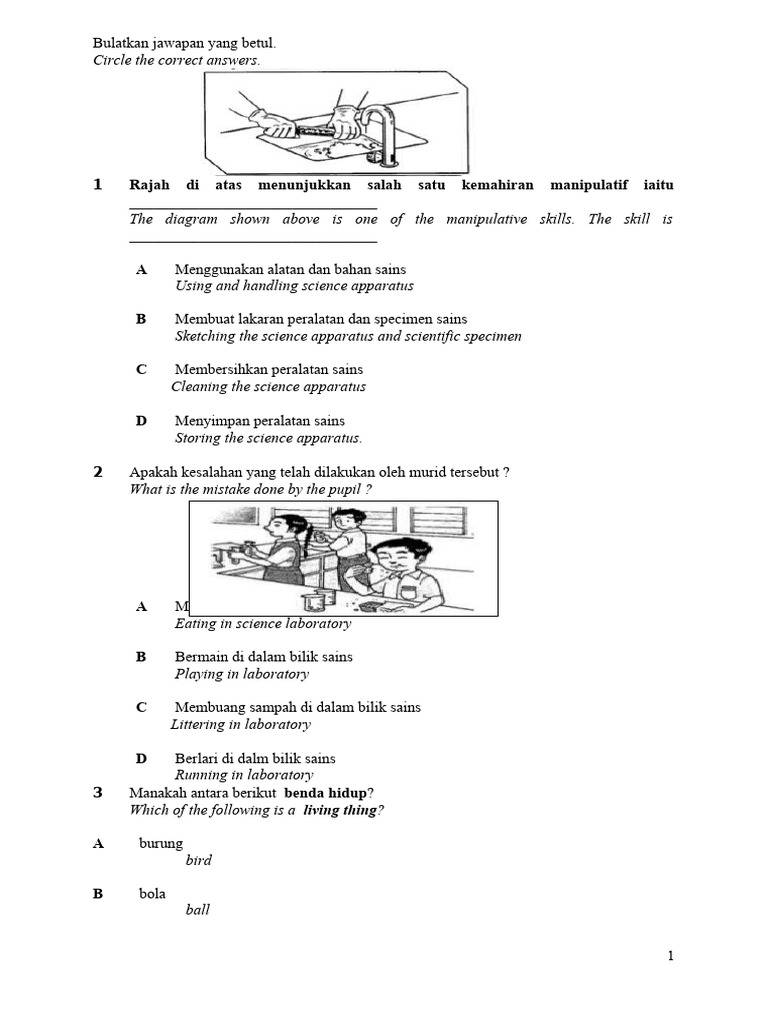 DLP Science Year 1 2018 Paper 1 | PDF