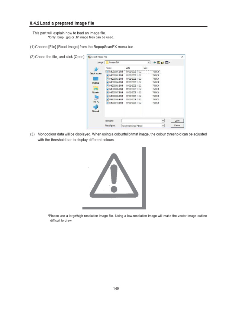 8.4.2 Load A Prepared Image File: Only .BMP, .JPG or .Tif Image Files Can Be Used | PDF | Icon ...
