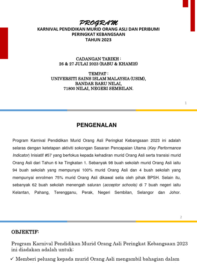 Karnival Pendidikan Murid Orang Asli | PDF