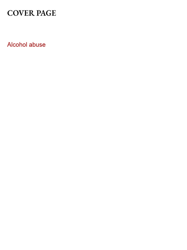 Alcohol Abuse: class 12 biology investigatory project | PDF