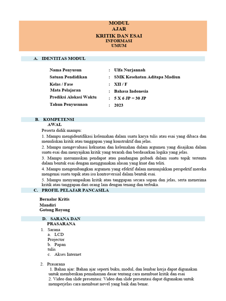MODUL AJAR 2 - Teks Editorial - XII - ULFA NURJANNAH | PDF