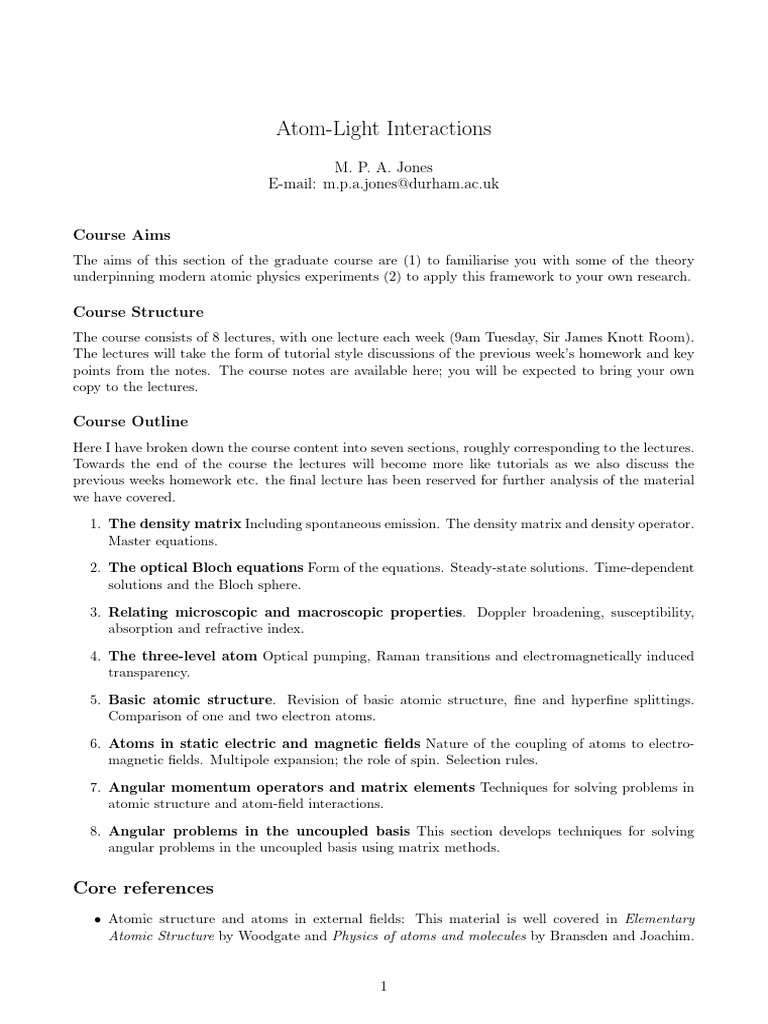 Atom-Light Interactions | PDF