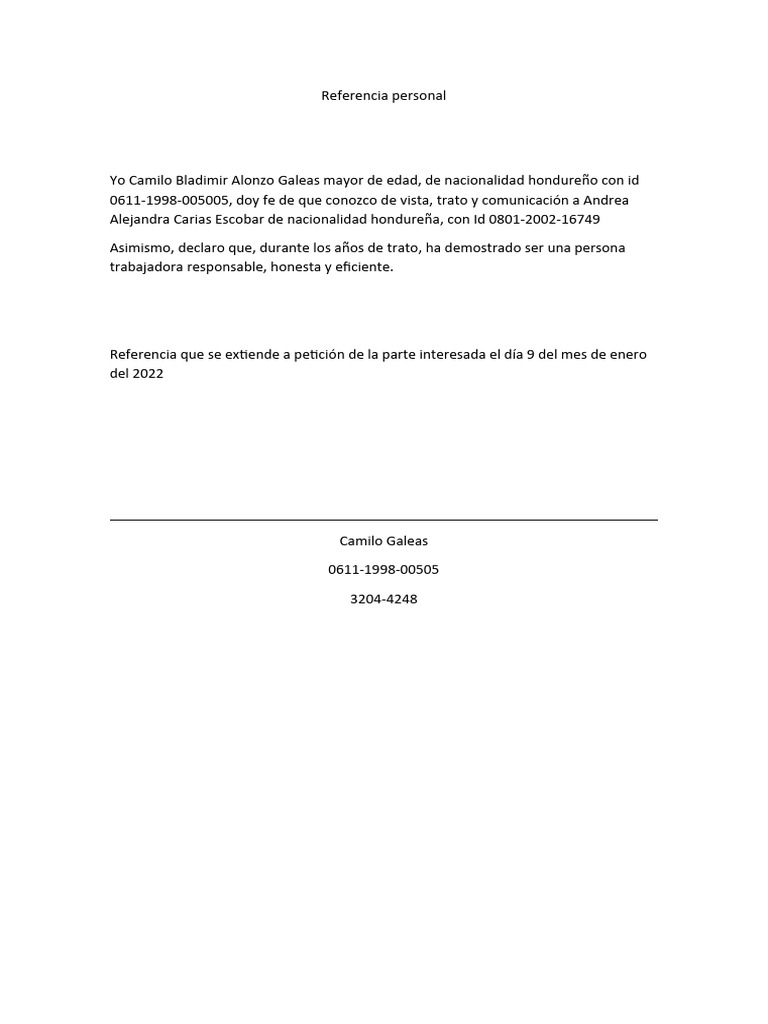 Referencia Personal | PDF