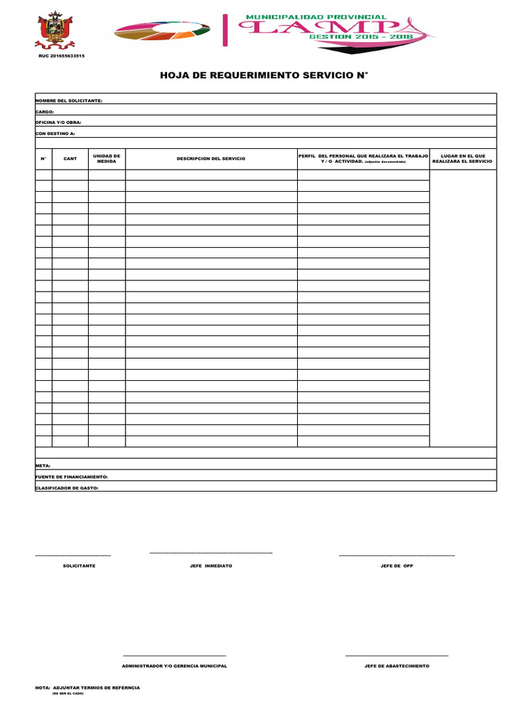 Hoja de Requerimiento Parte 1 | PDF