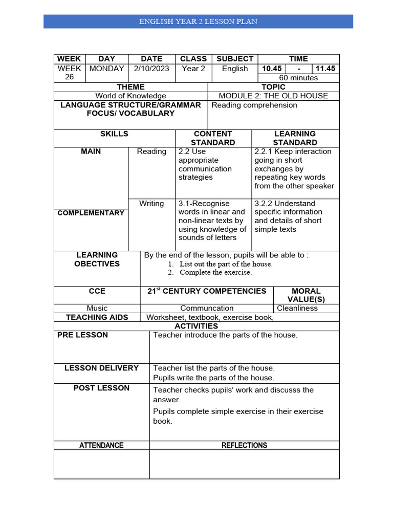 RPH YEAR 3 Cefr | PDF | Lesson Plan | Teachers