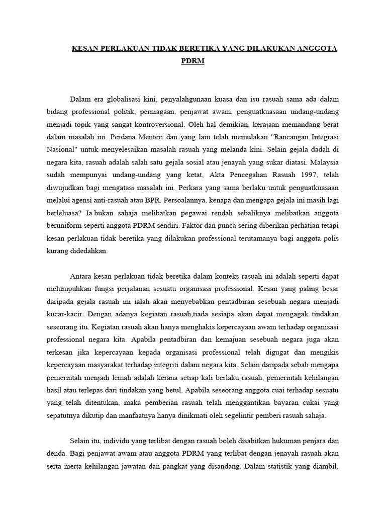 Essay Implikasi Rasuah | PDF