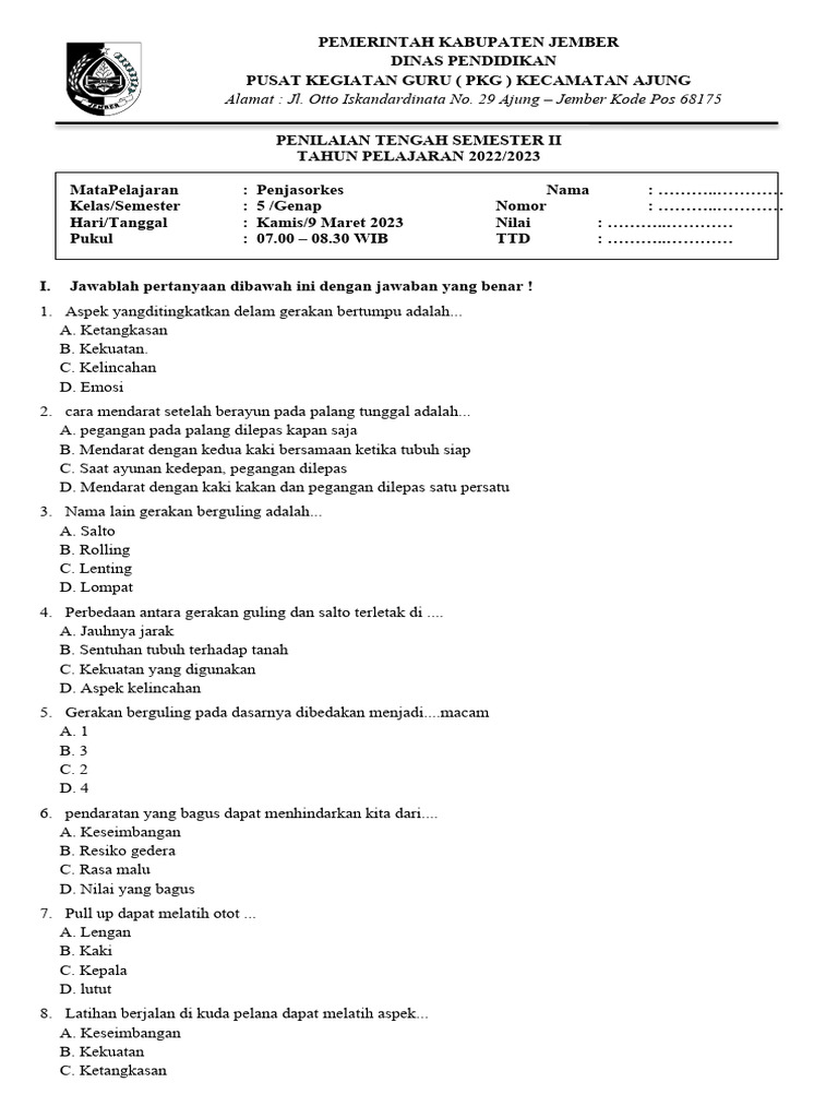 Soal PTS Semester 2 Kelas 5 2023 | PDF