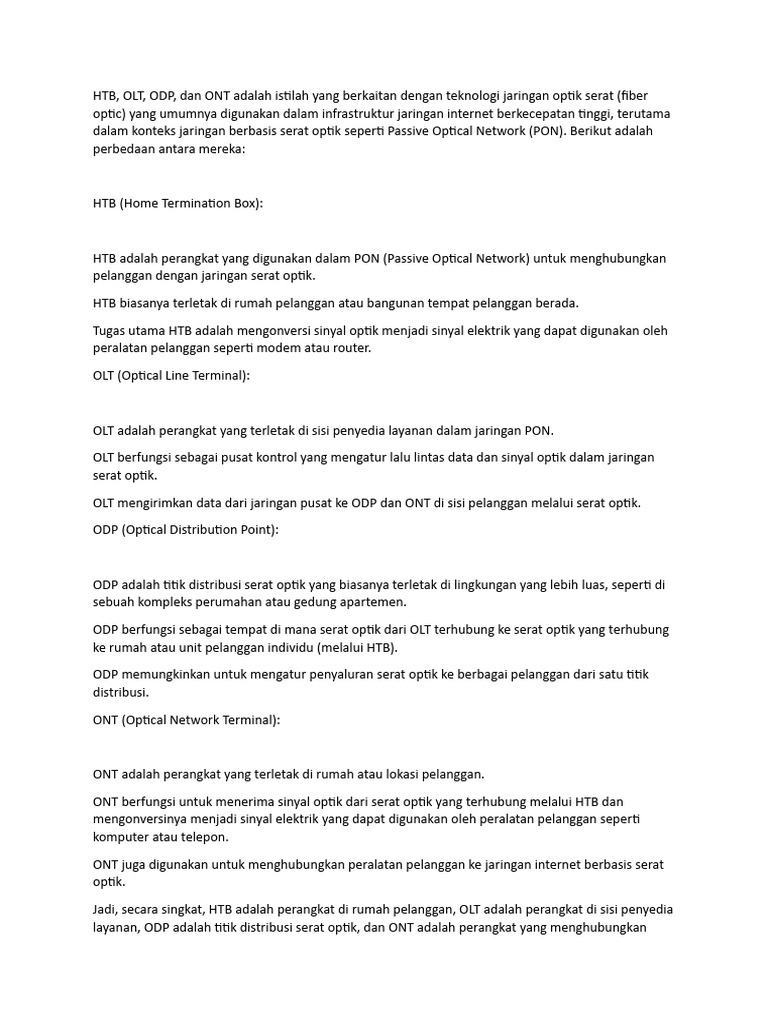 HTB, OLT, ODP, Dan ONT | PDF