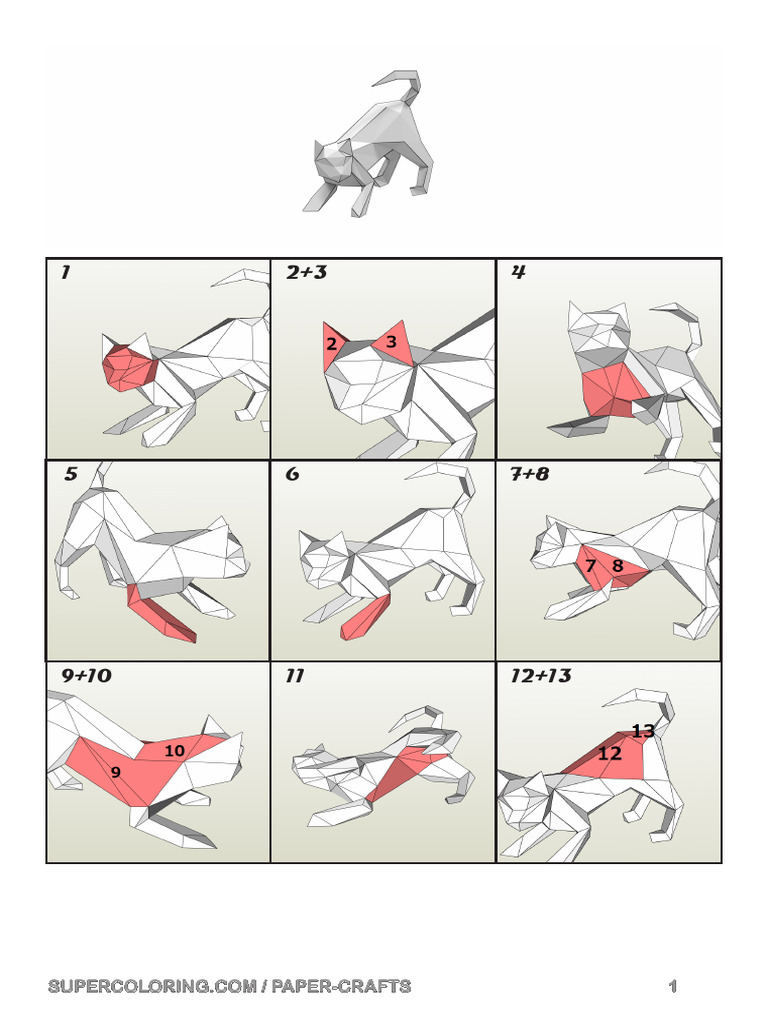 Low Poly Cat Paper Crafts 1 | PDF