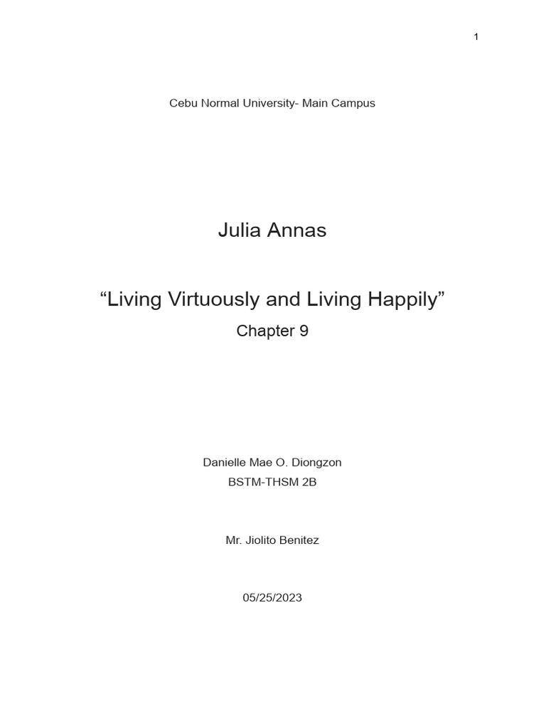 Living Virtuously and Living Happily | PDF