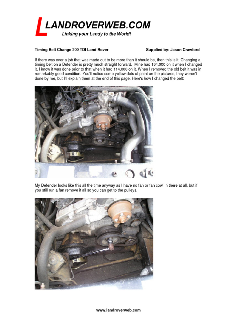 Timing Belt Change Land Rover | PDF | Belt (Mechanical) | Mechanical ...