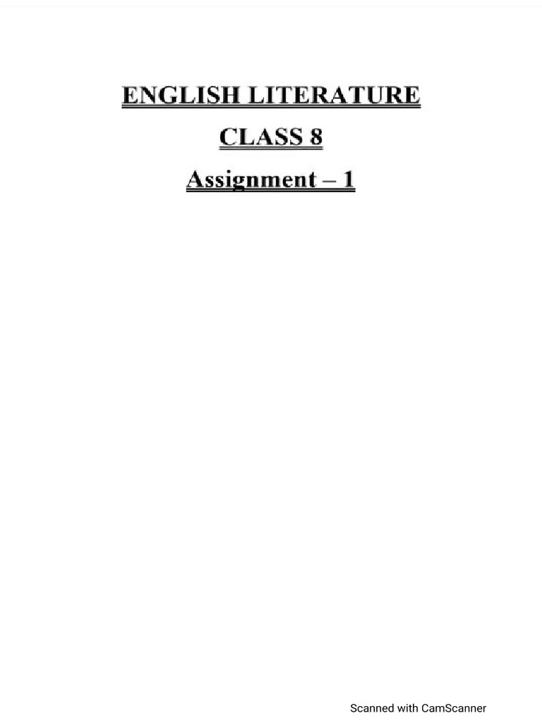 Class-8-Eng Lit Worksheet1 | PDF