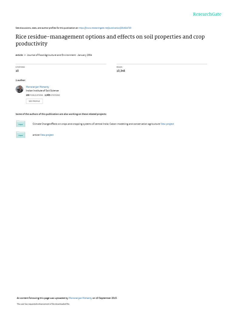 Rice Residue-Management Options and Effects On Soil Properties and Crop ...