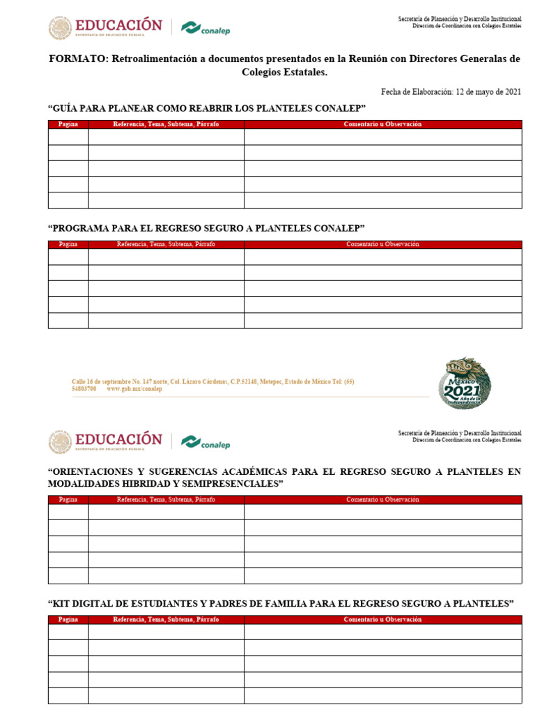 CONALEP - Formato Retroalimentación y Buenas Practicas | PDF