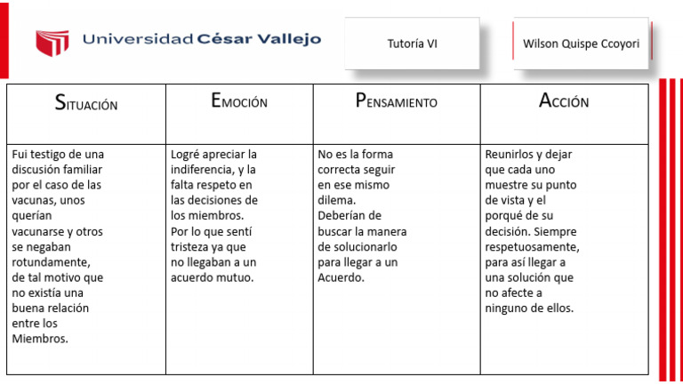 Situación Emoción Pensamiento Acción Pdf