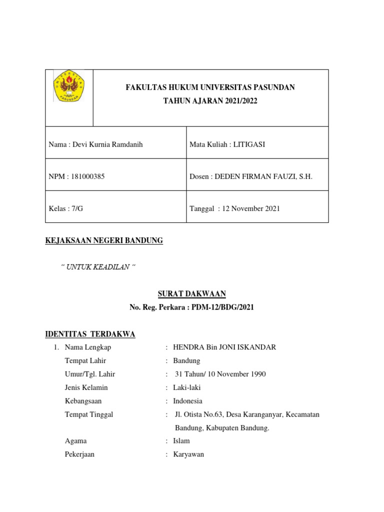 Uts Litigasi Devi Kelas G | PDF