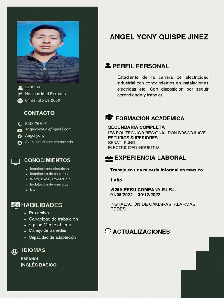 CV Angel Yony Qjinez | PDF