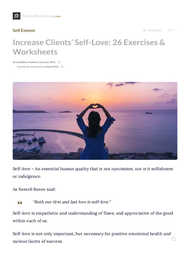 Increase Self-Love - 26 Worksheets For Your CLIENTS | PDF