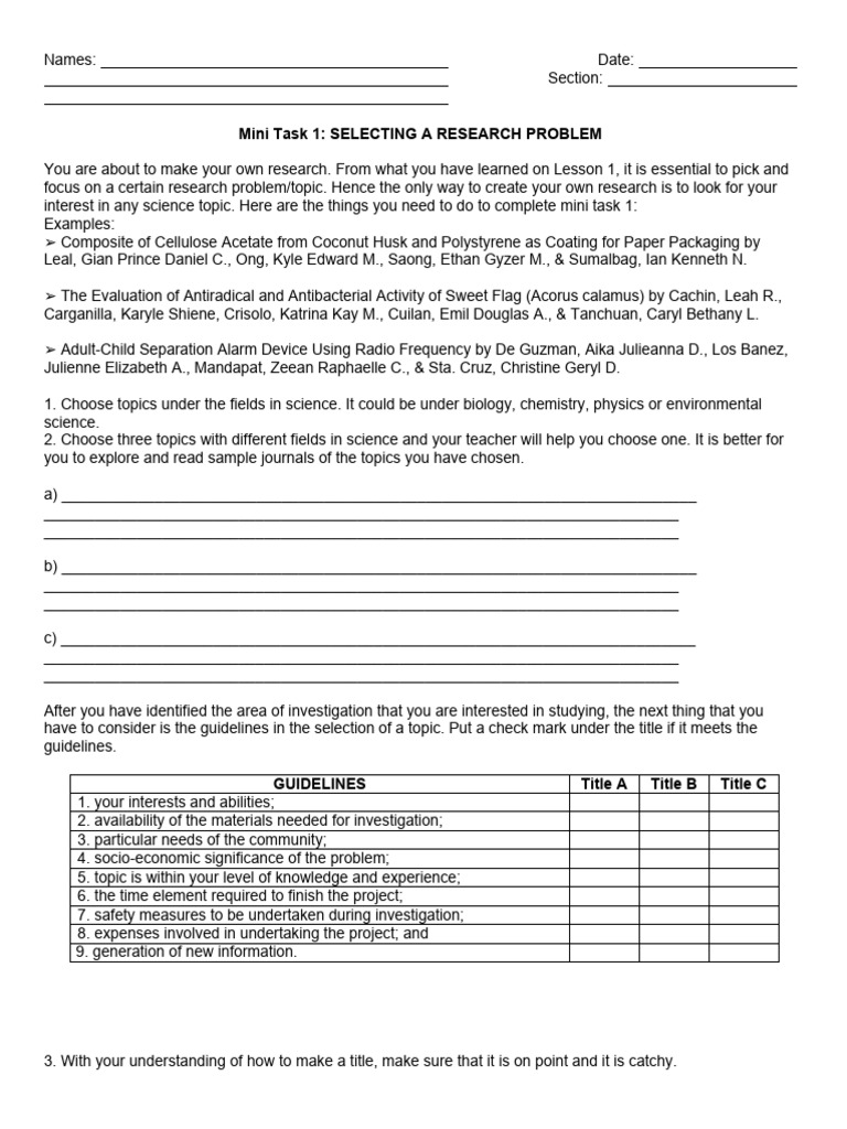 Mini Task 1 Title 1st Quarter Pdf