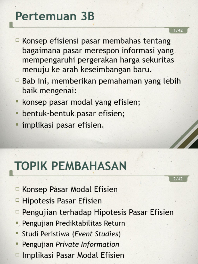 Pertemuan 3B - Efisiensi Pasar | PDF