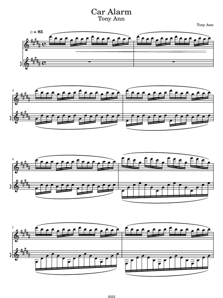 Car Alarm Piano Sheet Music | PDF