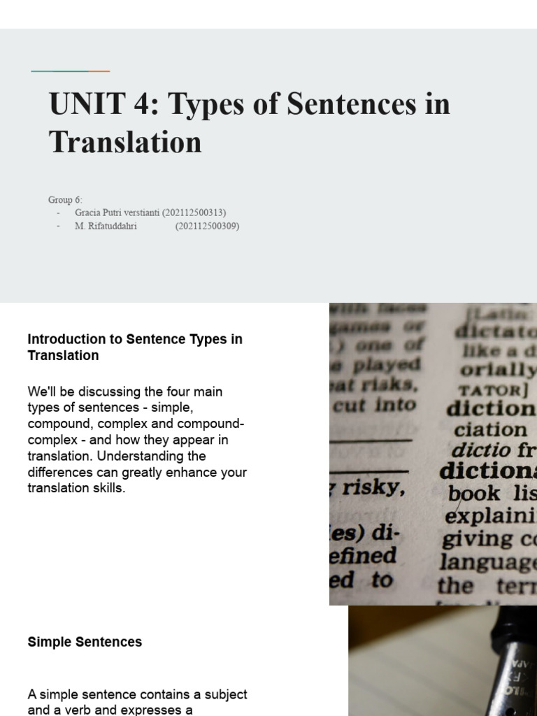 UNIT 4 - Types of Sentences in Translation | PDF