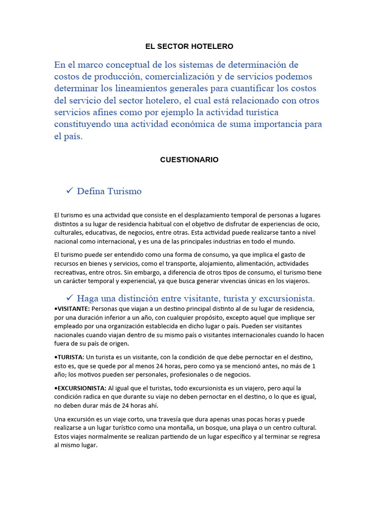 Costos y Clasificación del Sector Hotelero | PDF