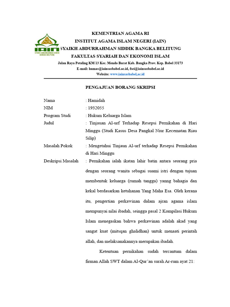 Borang 2 Hamidah | PDF