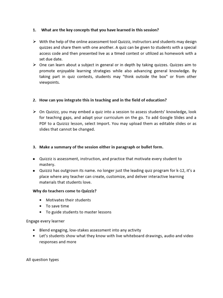 Gamified Assessment Using Quizizz | PDF