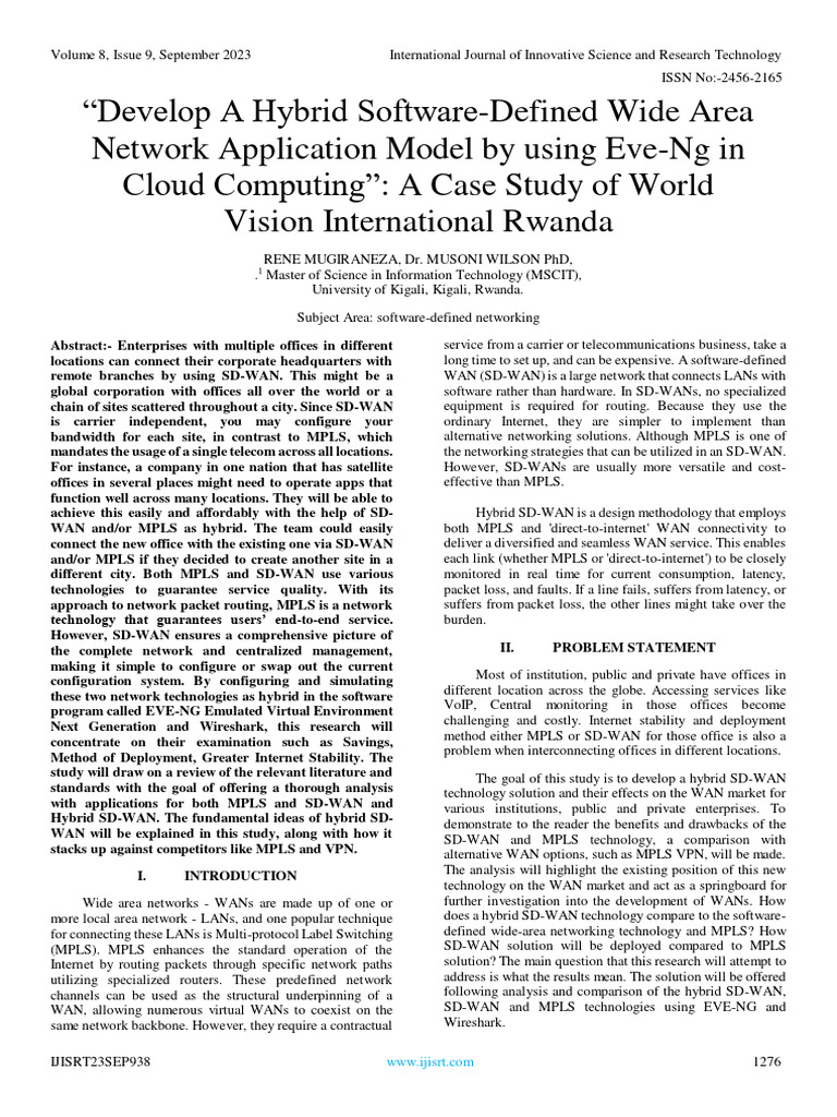 "Develop A Hybrid Software-Defined Wide Area Network Application Model ...
