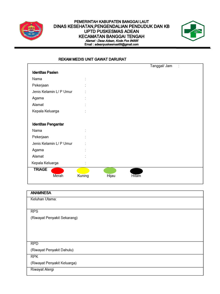 3311 Form Triase Igd Puskesmas | PDF