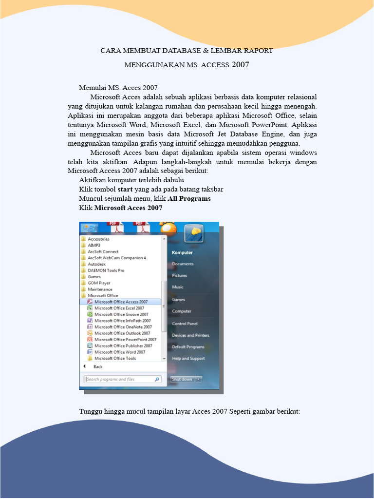 Cara Membuat Database & Lembar Report Menggunakan Ms - Access | PDF