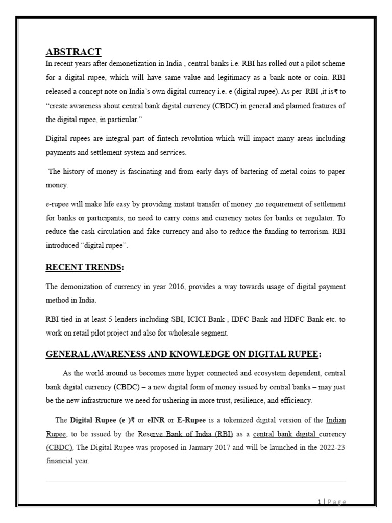 Digital Rupee Documentation (Edited) | PDF