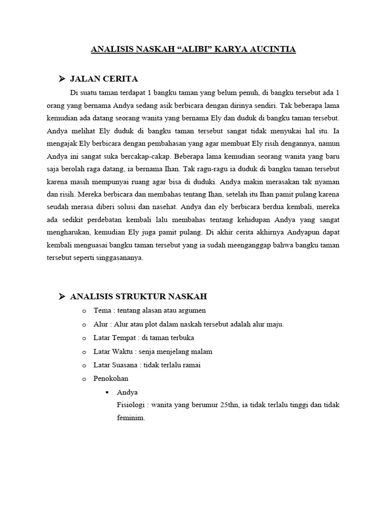 ANALISIS NASKAH ALIBI | PDF