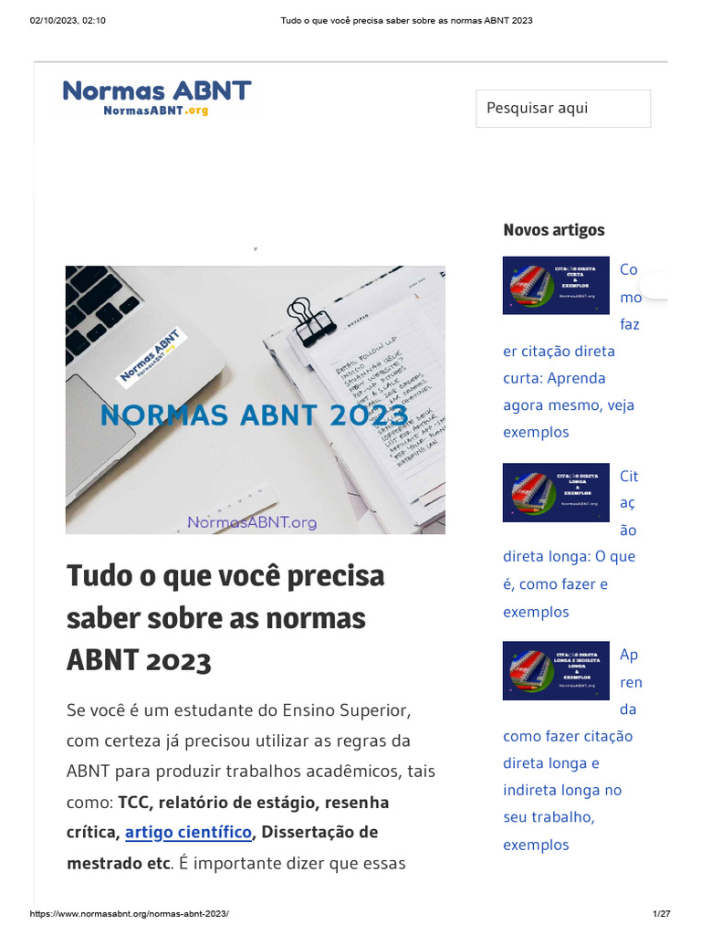 Tudo o Que Você Precisa Saber Sobre As Normas ABNT 2023 | PDF
