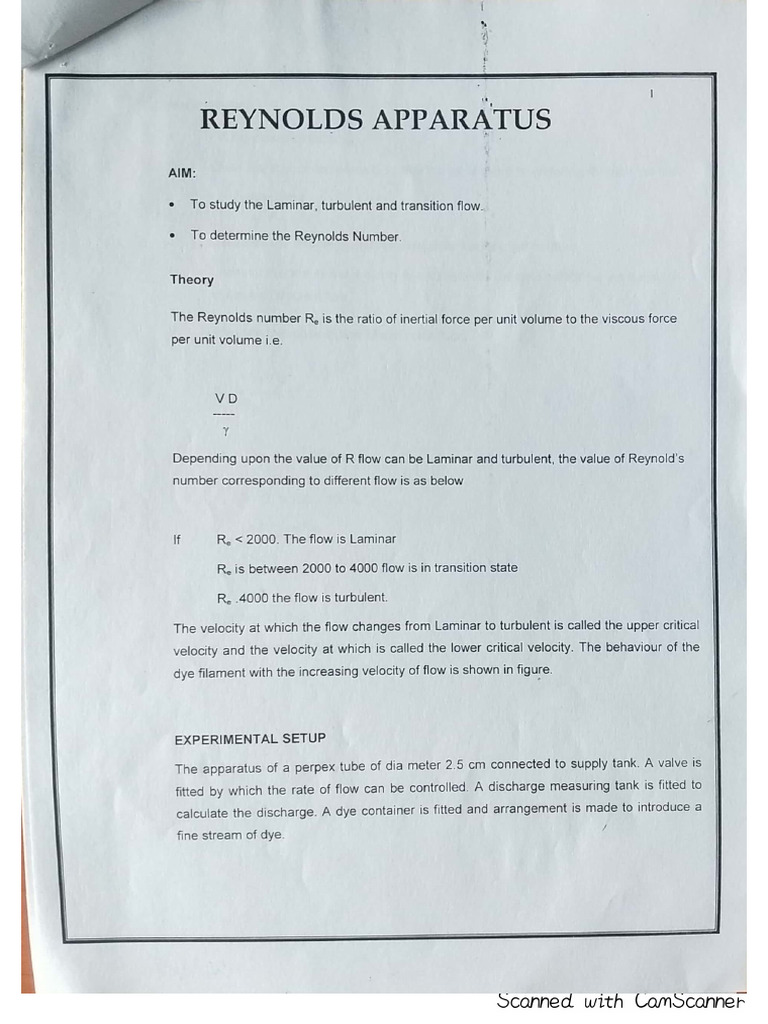 Reynolds Number | PDF
