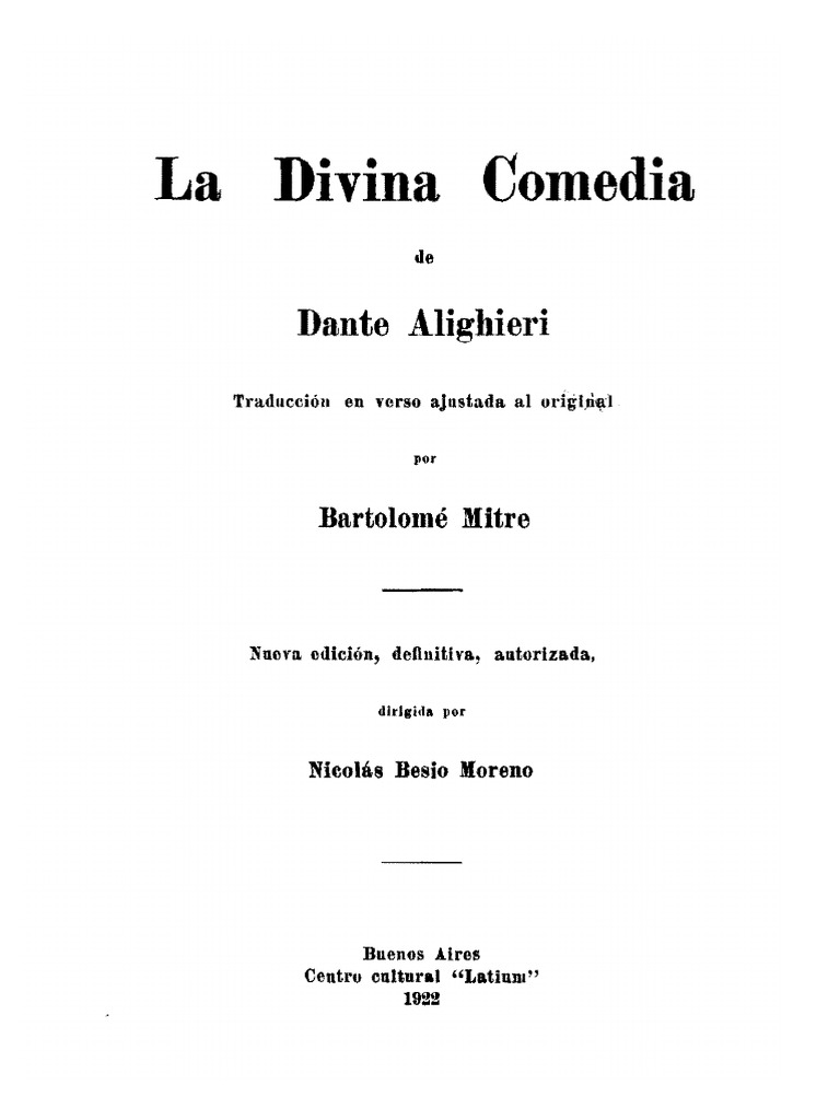 Dante Alighieri La Divina Comedia Fragmento | PDF