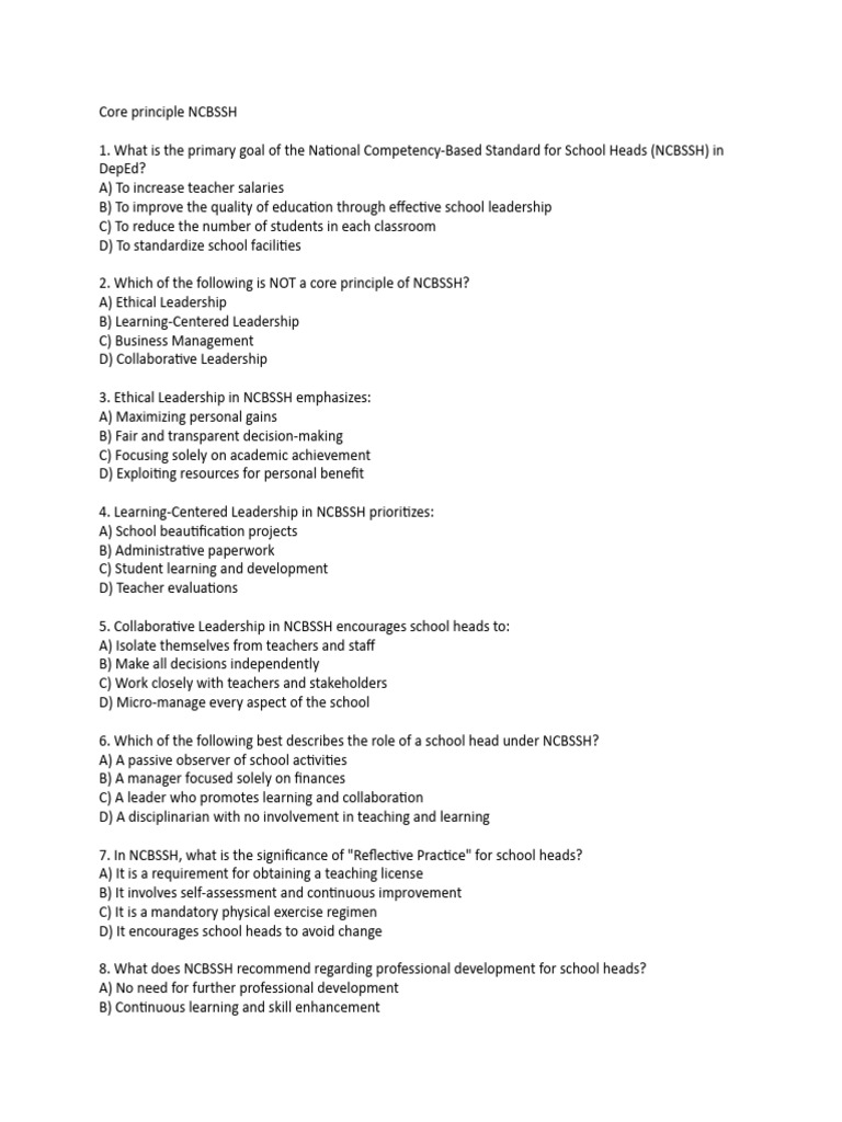 Core Principle of NCBSSH | PDF