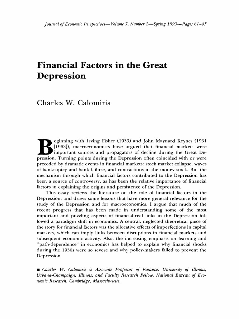 Financial Factors in The Great Depression | PDF