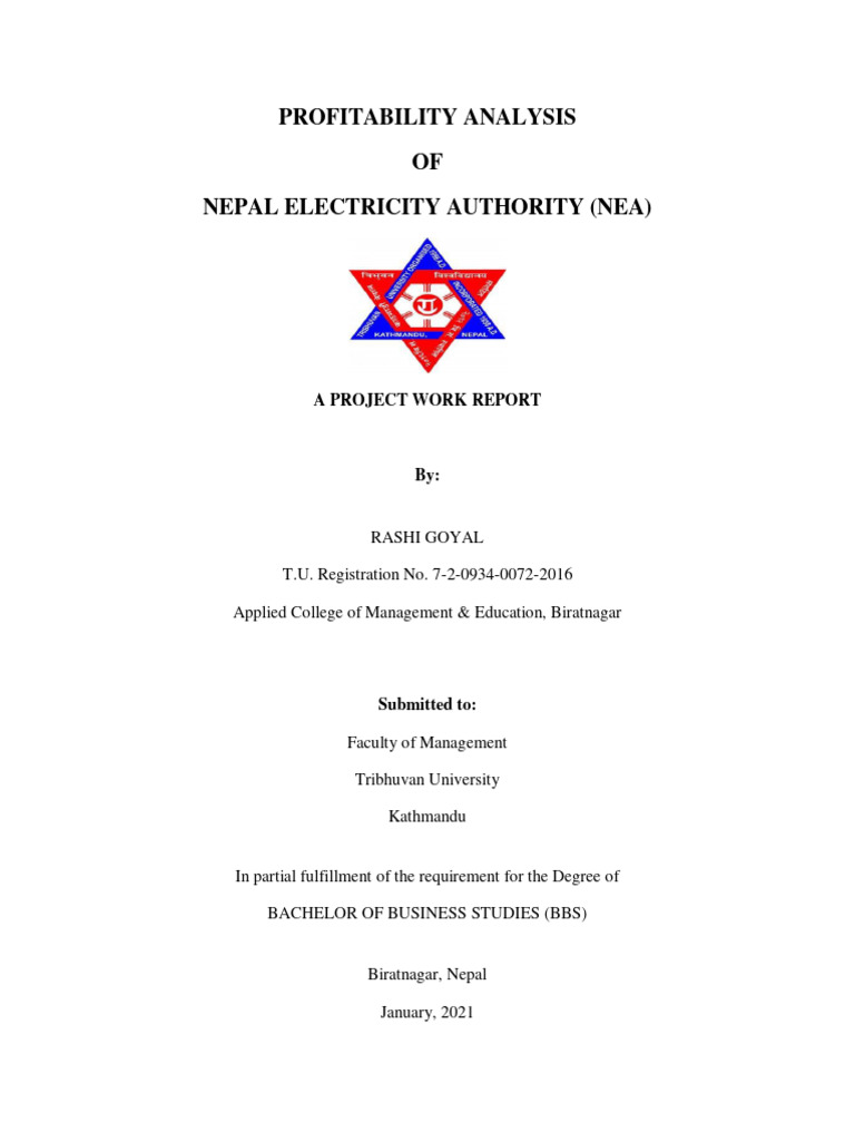 Thesis BBS 4th Year Profitability Analysis of NEA Rashi FINALE | PDF | Hydroelectricity ...
