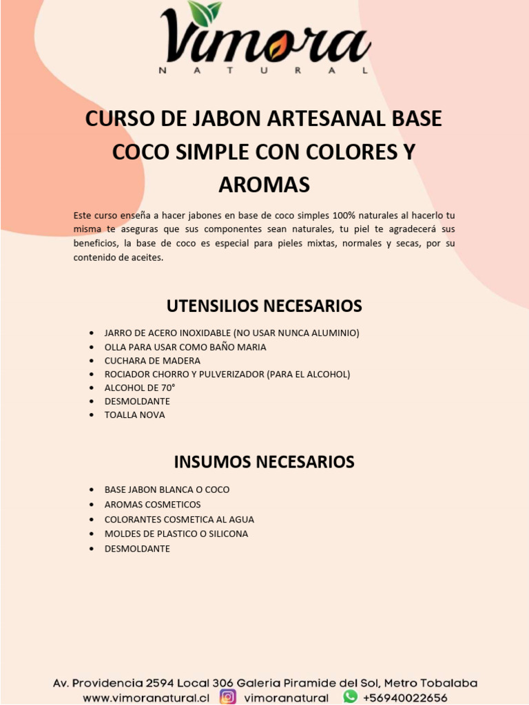 Curso Basico de Jabon Artesanal Base Coco Simple Con Colores y Aromas ...