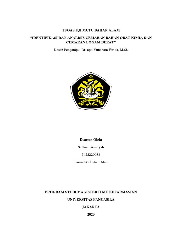 Tugas Uji Mutu Cemaran Logam Dan BKO-Seftinur Amsiyah | PDF