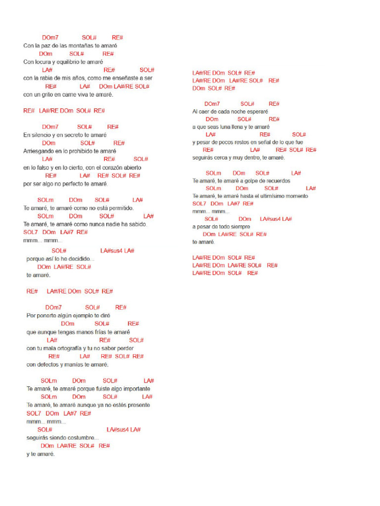 Te Amaré Miguel Bosé Acordes | PDF