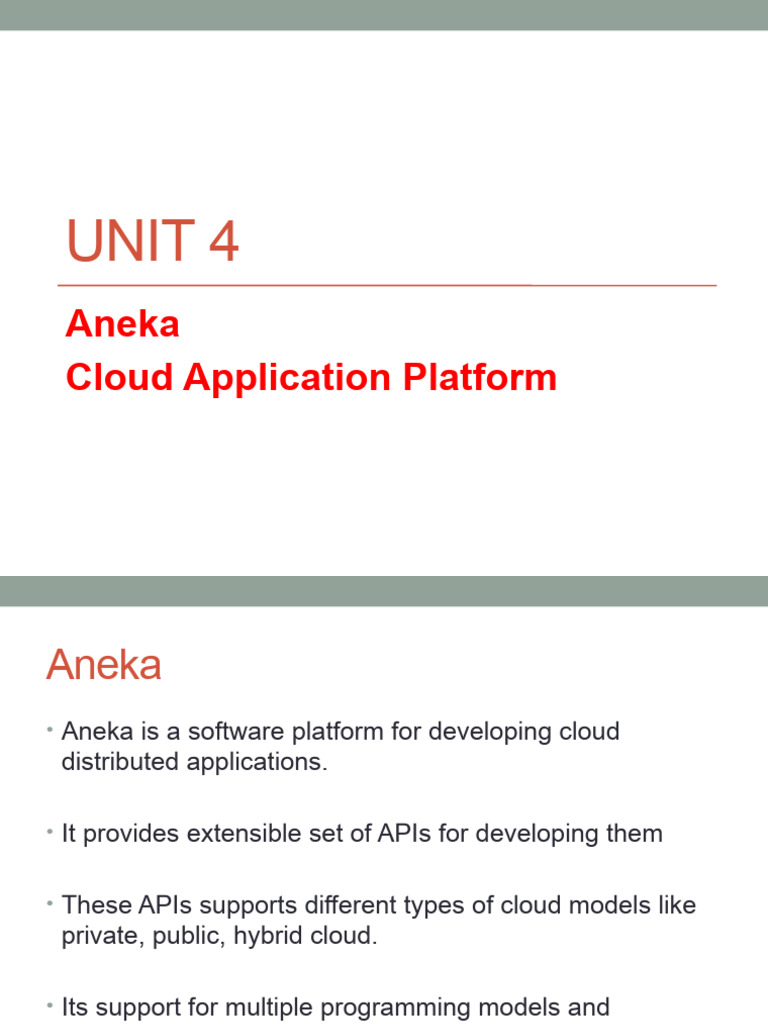 Unit 4: Aneka Cloud Application Platform | PDF | Cloud Computing | Thread (Computing)