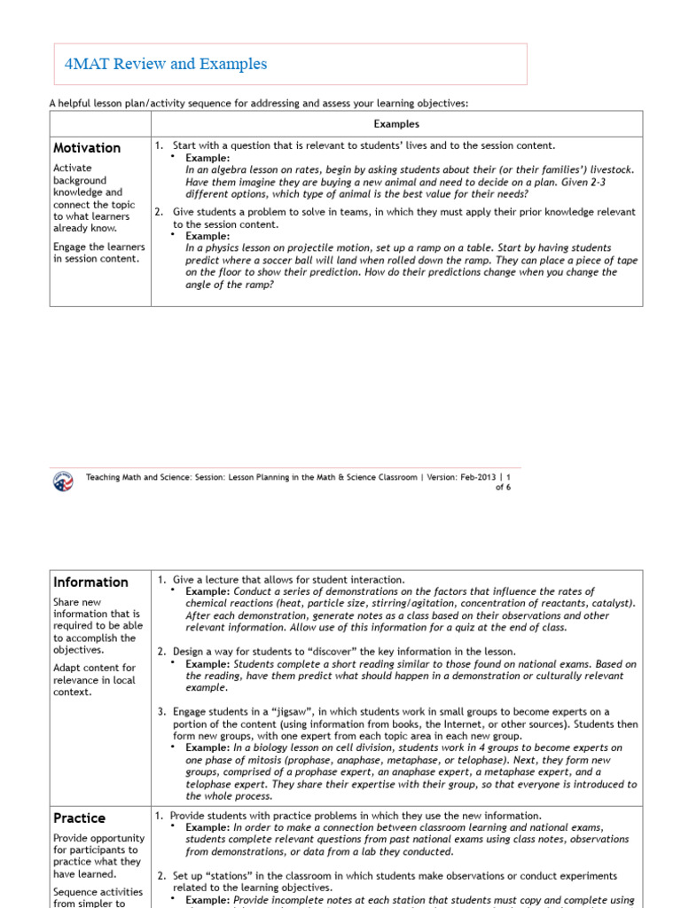 4mat-review-and-examples-2 | PDF