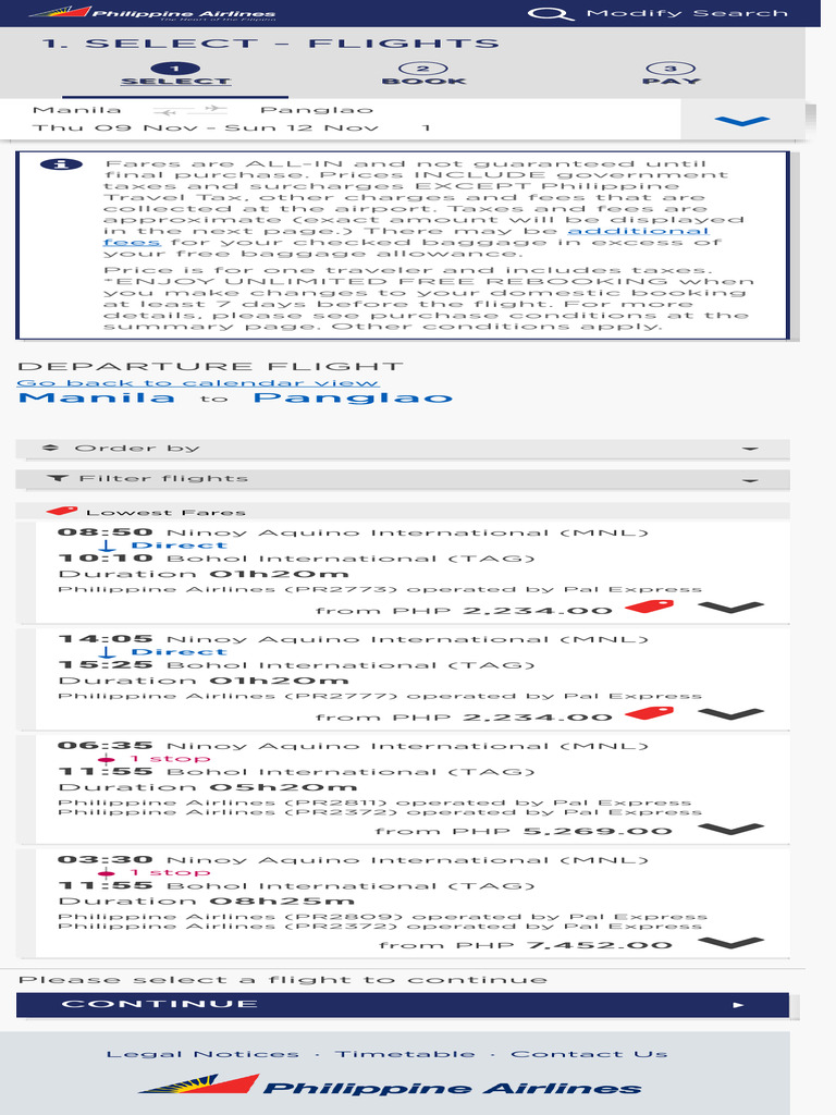 Philippine Airlines - Flights | PDF